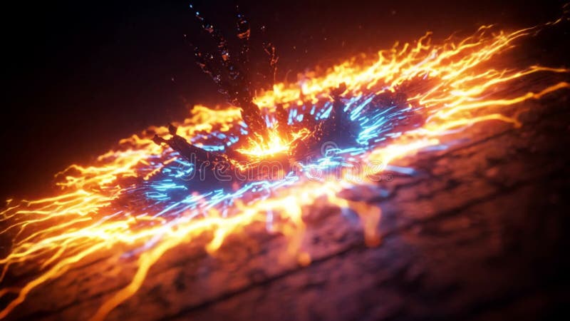 Fiery Plasma Burst: Abstract Energy Explosion with Glowing Trails Stock ...