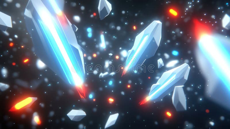 Abstract Depiction of Floating Crystals in a Cosmic Environment with ...