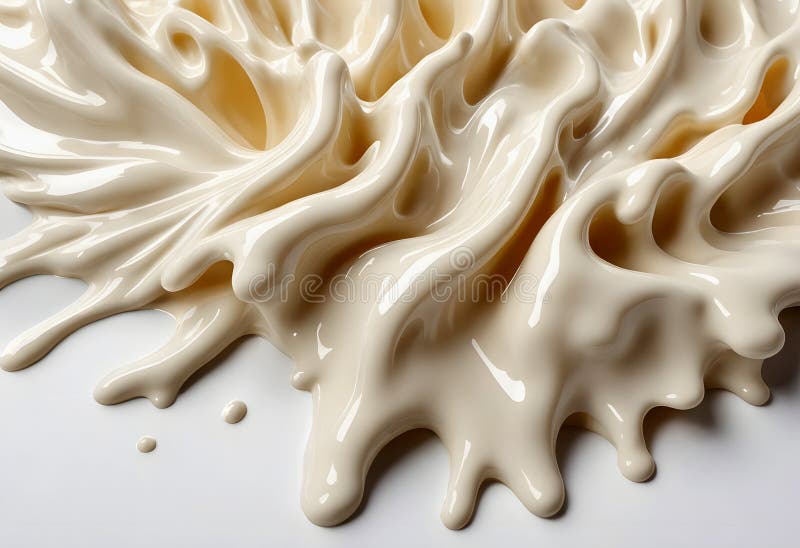 Abstract Depiction of a Flowing Cream Splash with Smooth Textures and ...
