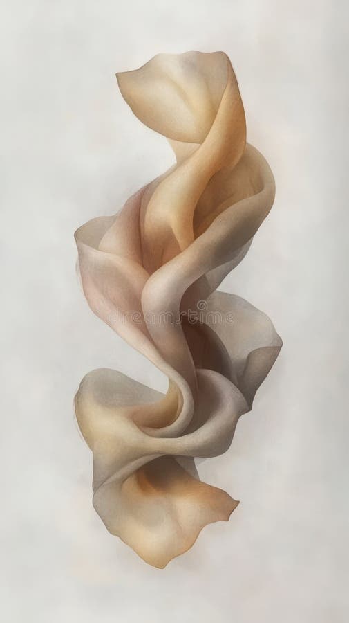 Abstract Depiction of Flowing Fabric in Soft, Muted Colors, Suggesting ...