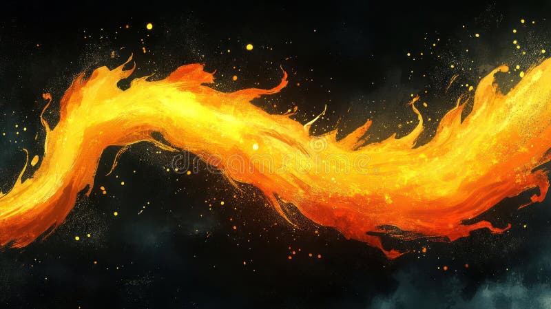 An Abstract Depiction of Flowing Fire with Sparks Against a Dark ...