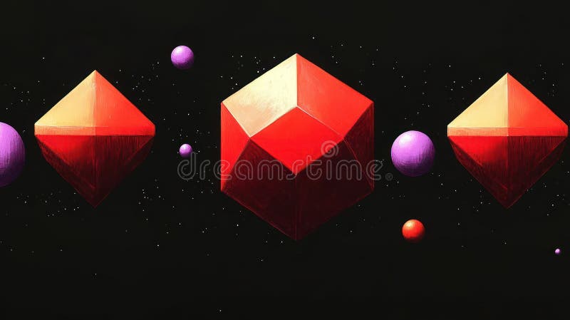 Abstract Depiction of Geometric Shapes and Spheres in a Cosmic Setting ...