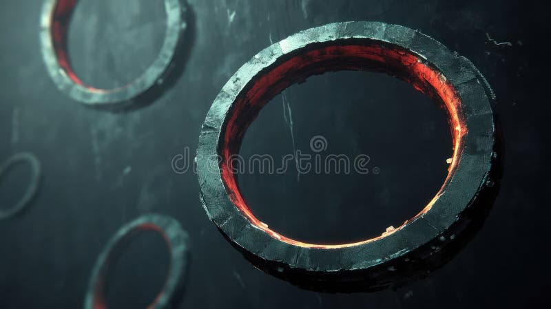 Glowing Metal Rings Abstract Background: Futuristic Sci-Fi Design Stock ...