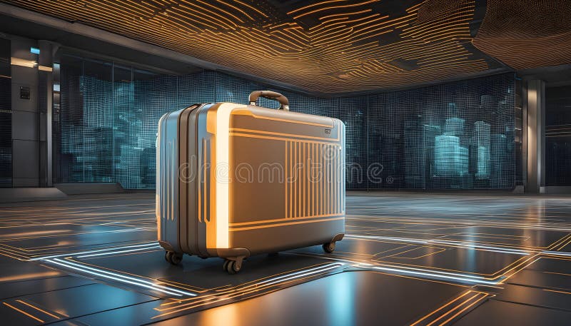An Abstract Depiction of a High-tech Luggage Scanner, Showcasing a ...