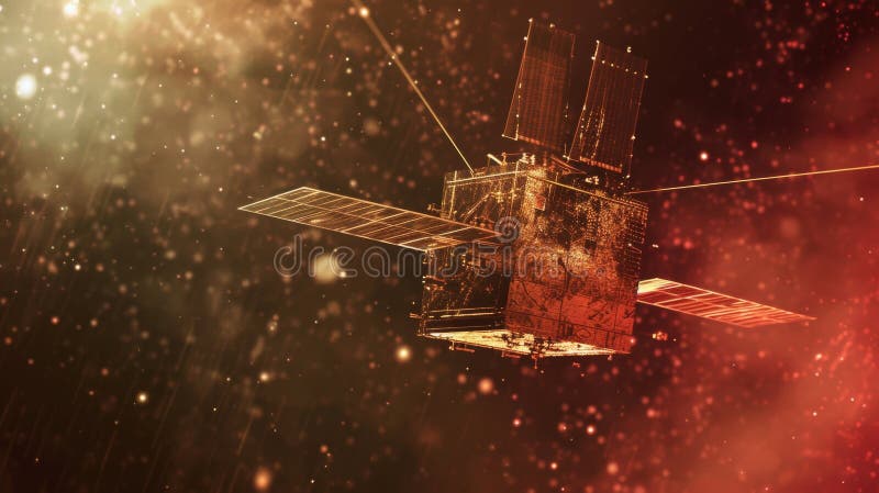 Abstract Depiction of a High-tech Orbiting Satellite Stock Image ...