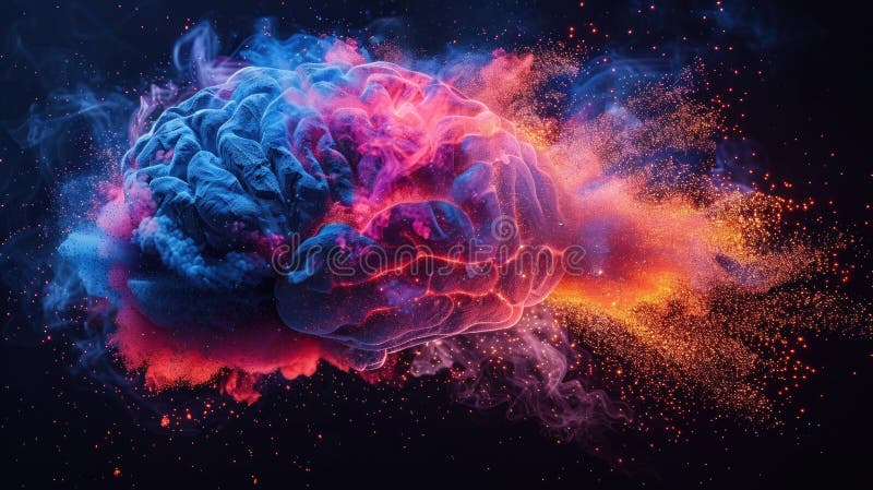 Human Brain Moving with Colorful Light Gradient Effect, Abstract on ...