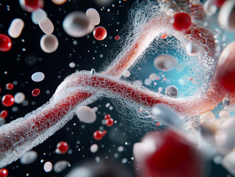 Abstract Depiction of Human Cell Structure with Vibrant Colors and ...