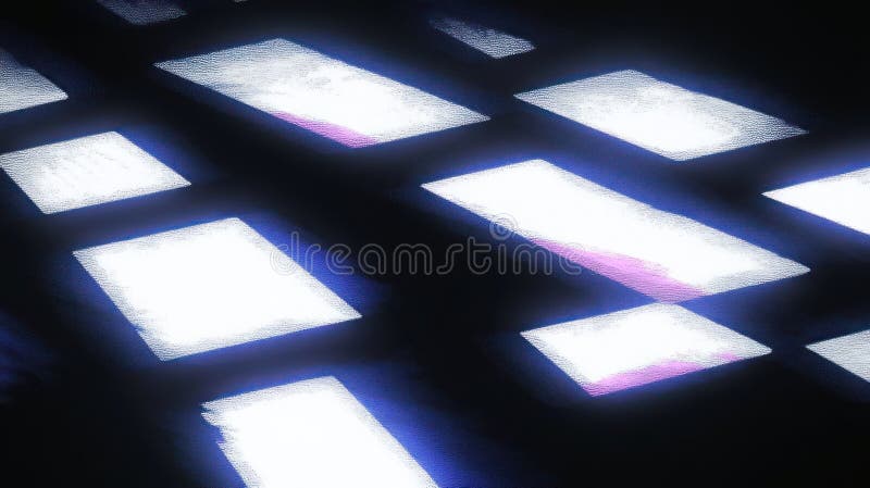 Abstract Depiction of Illuminated Panels in a Dark Setting Stock ...
