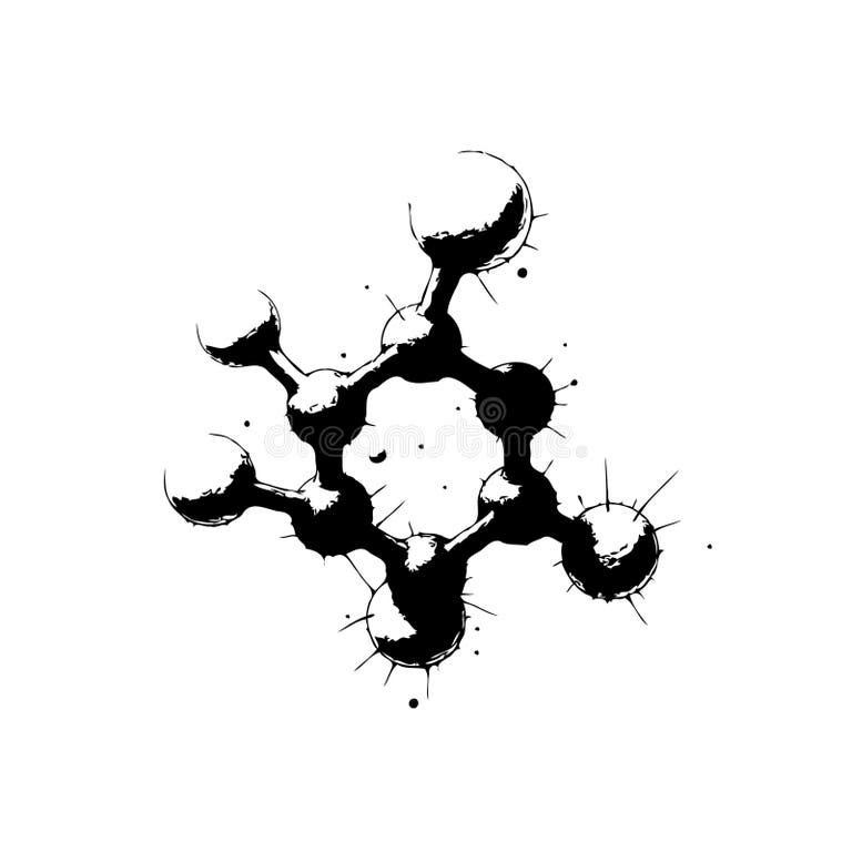 Abstract Depiction of Molecular Structure with Artistic Ink Wash Effect ...