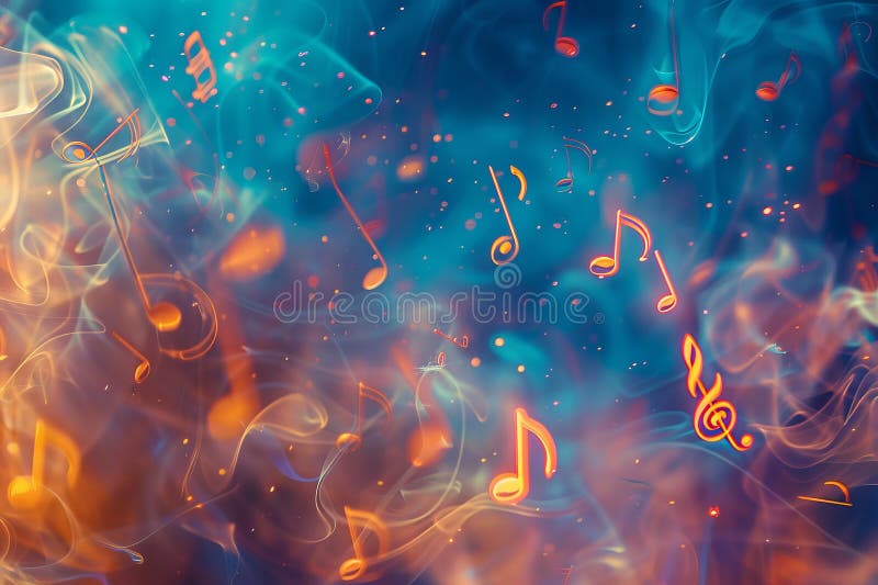 Abstract Depiction of Musical Notes Dancing in the Air To the Rhythm of ...