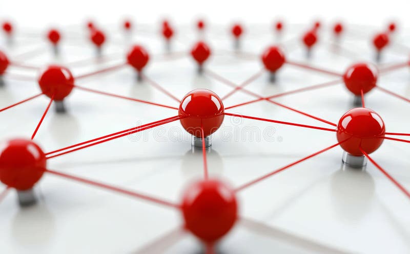 An Abstract Depiction of a Network Connection Using Red Spheres and ...