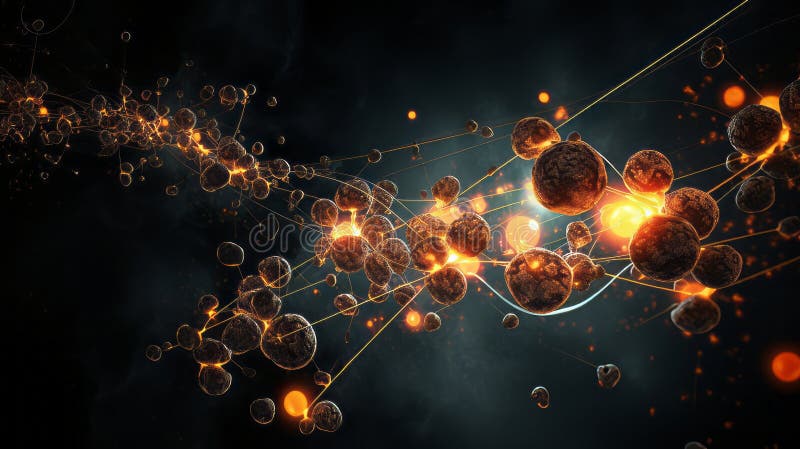 An Abstract Depiction of Nuclear Chain Reactions Stock Illustration ...
