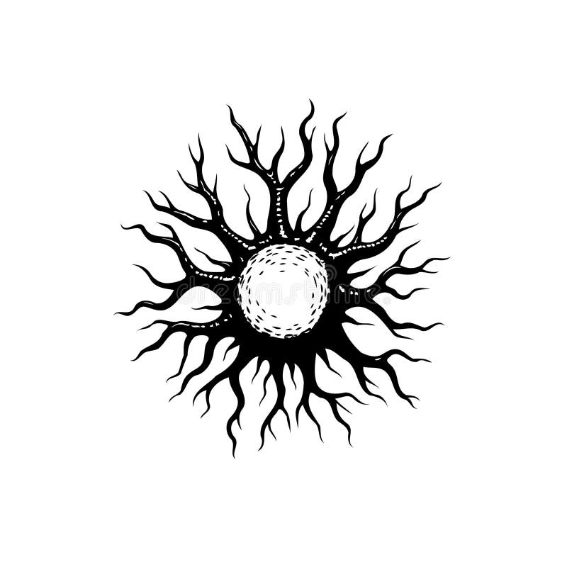 Abstract Depiction of Organic Structures Emerging from a Central Sphere ...