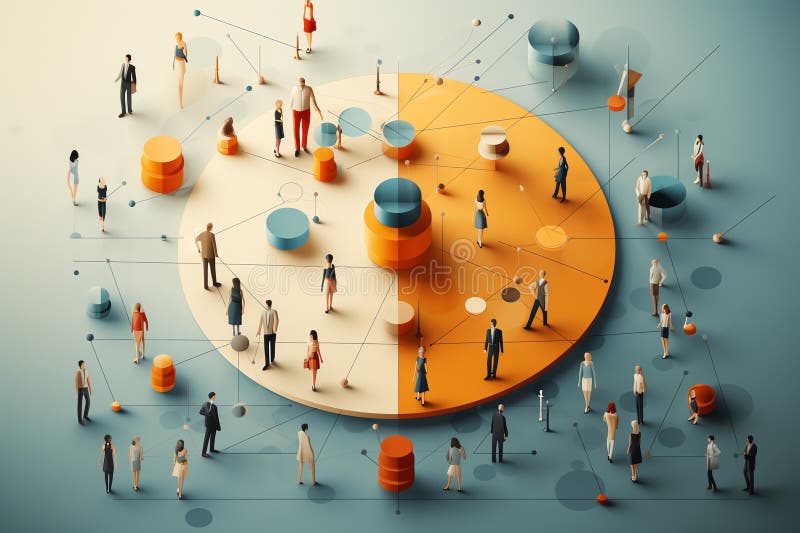 Abstract Depiction of People Connected on Data Charts. Visual ...