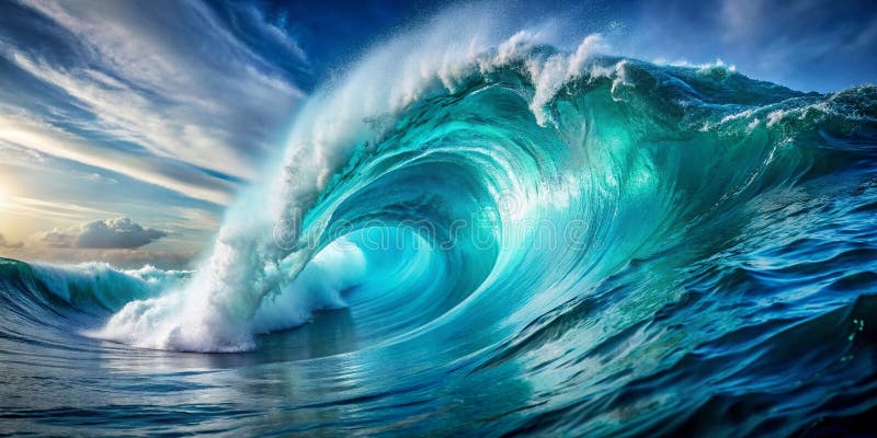 An Abstract Depiction of a Powerful Ocean Wave Capturing the Dynamic ...