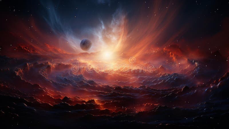 An Abstract Depiction of a Quasar with Its Intense Radiation Emanating ...