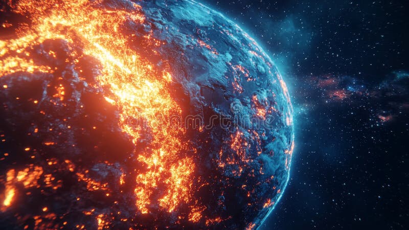 The Abstract Depiction Represents a Planet in Space with Extensive ...