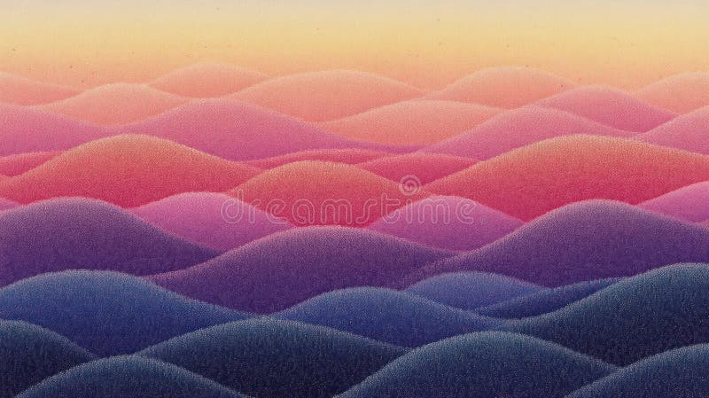 Abstract Depiction of Rolling Hills in Vibrant Gradient Colors, Evoking ...