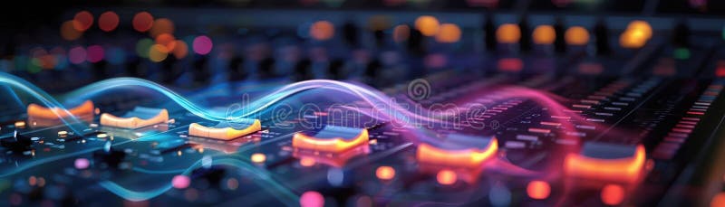 Abstract Depiction of a Sound Engineers Console with Dynamic Lines and ...