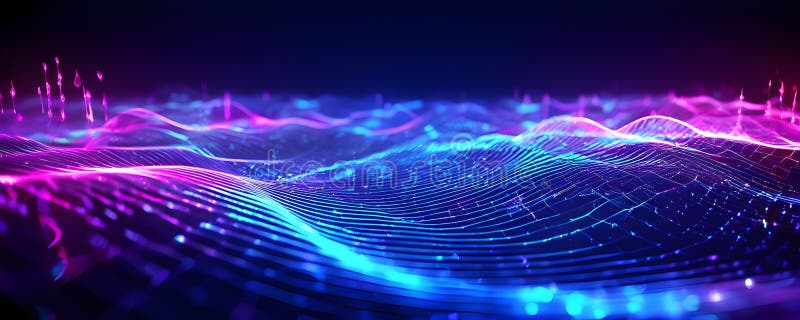 Abstract Depiction of Sound Waves Interacting with Digital Particles ...