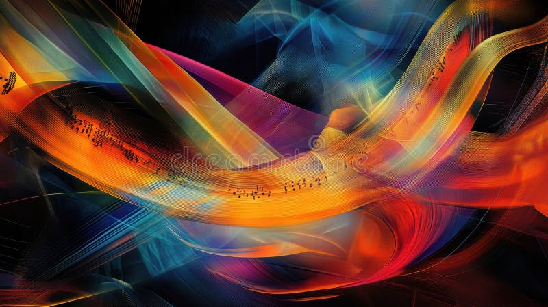 An Abstract Depiction of Sound Waves Intertwined with Colorful Musical ...