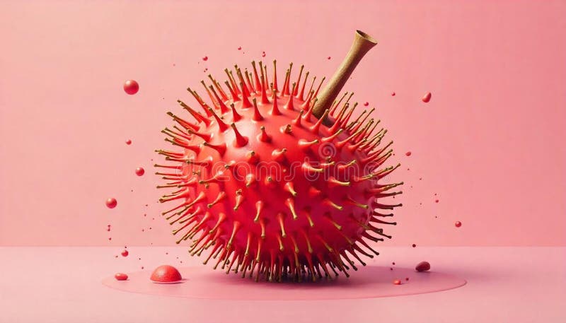 Abstract Depiction of a Spiky Red Sphere on Pink Background Stock ...