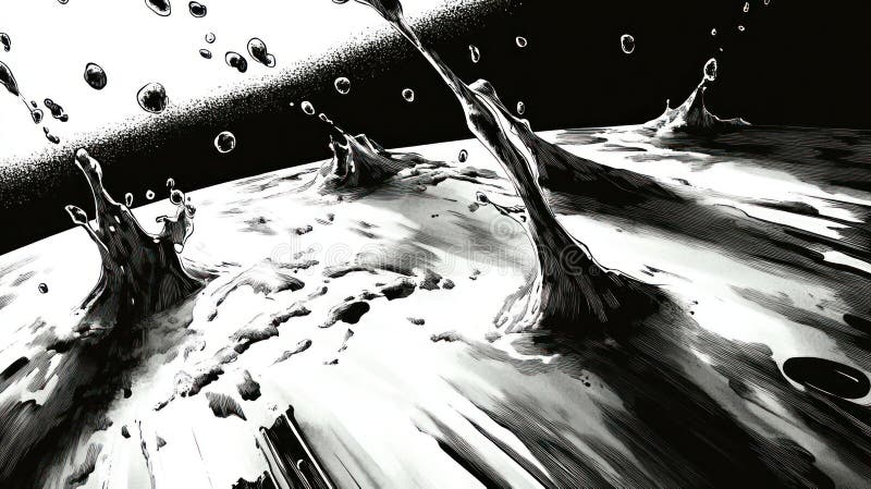 Abstract Depiction of Splashing Water with Dynamic Movement and ...