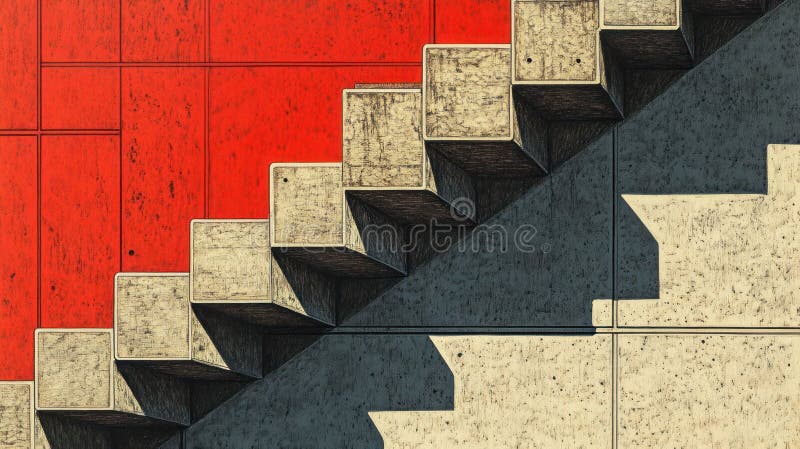 Abstract Depiction of Stairs with Contrasting Colors and Shadows Stock ...