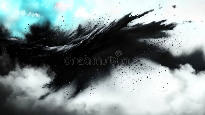 Dark Abstract Ink Cloud Background: Celestial Black and White Swirl ...
