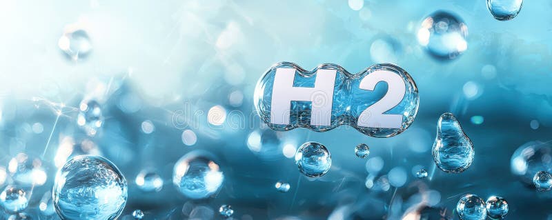 Abstract Depiction of Water Molecules with H2 Text in a Blue Background ...