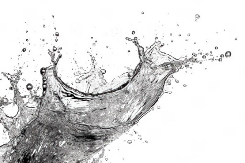 Abstract Depiction of Water Splashing Against White Background Stock ...