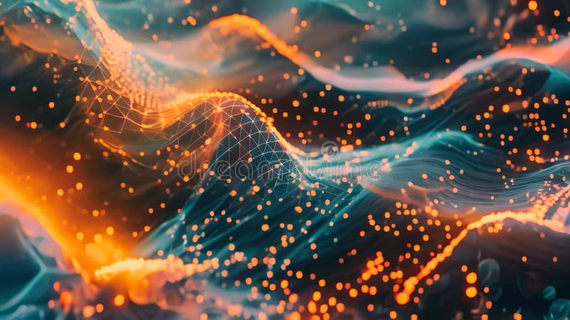 Abstract Depiction of a Wave of Light with Holographic Shapes Expanding ...