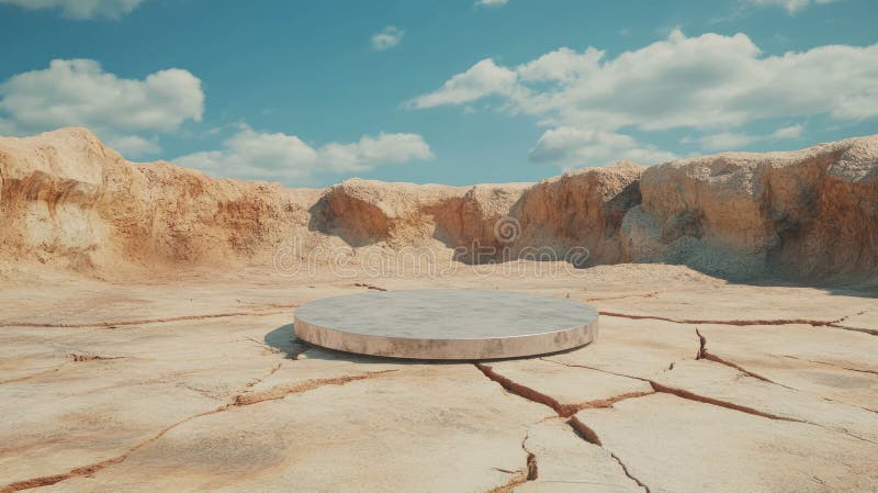 Abstract Desert Landscape with Podium for Product Display Design Stock ...