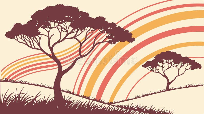 Abstract Desert Landscape with Rainbow and Pyramids, Surreal Travel ...