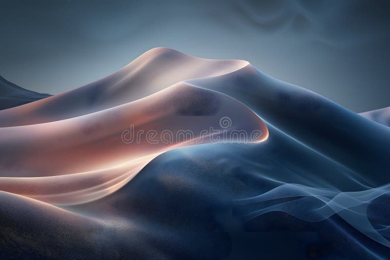 Abstract Desert Landscape with Surreal Light and Flowing Shapes ...