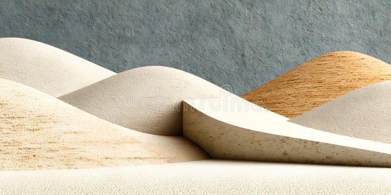 Abstract Desert Landscape with Textured Sand Dunes and Geometric ...