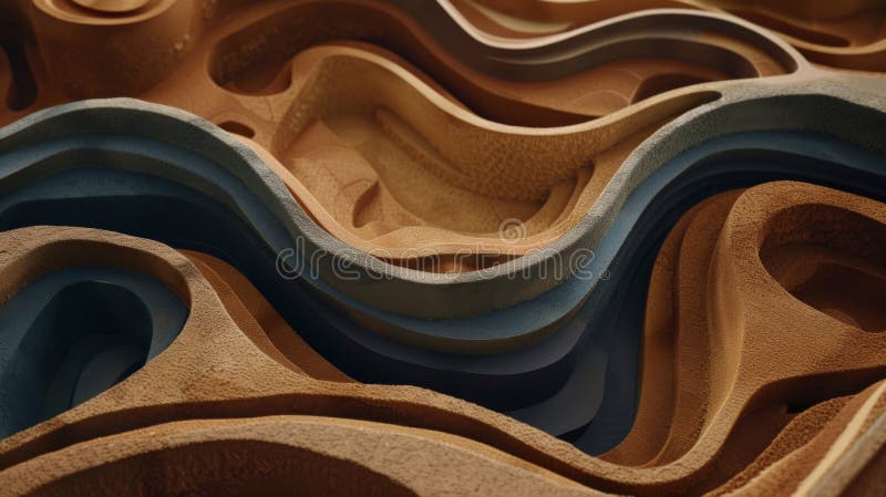 Abstract Desert and Ocean Waves Terrain 3D Render Stock Illustration ...