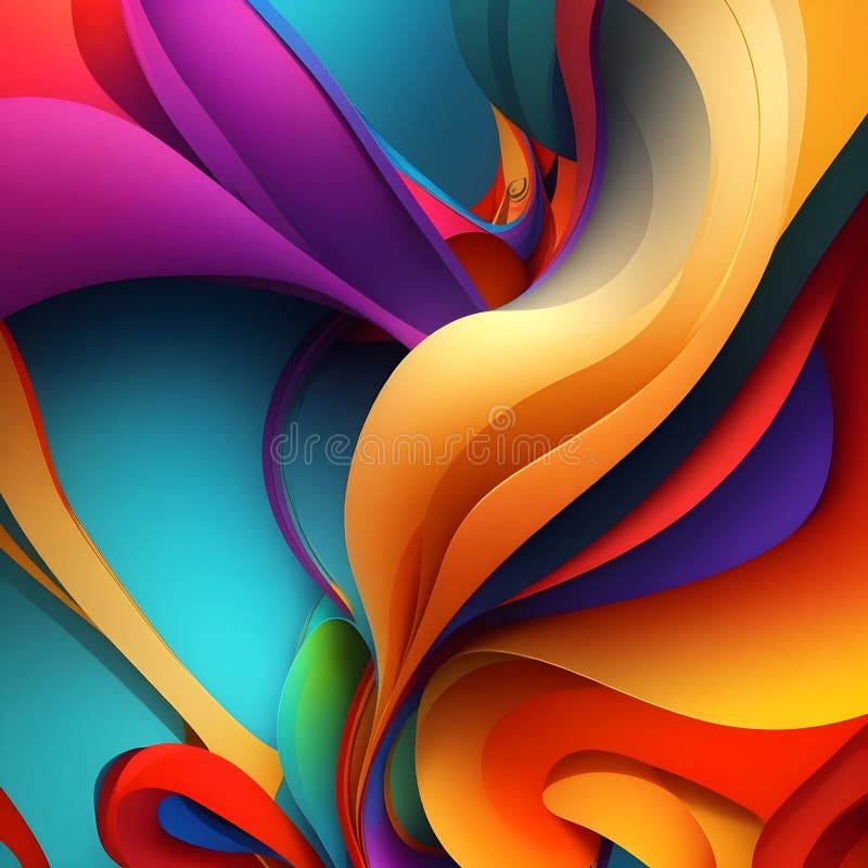 3d Colorful Abstract Wavy Illustration for Wallpaper and Background ...