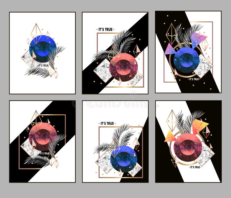 Abstract Design Banner or Print with Palm Leaves and Triangles. Vector ...