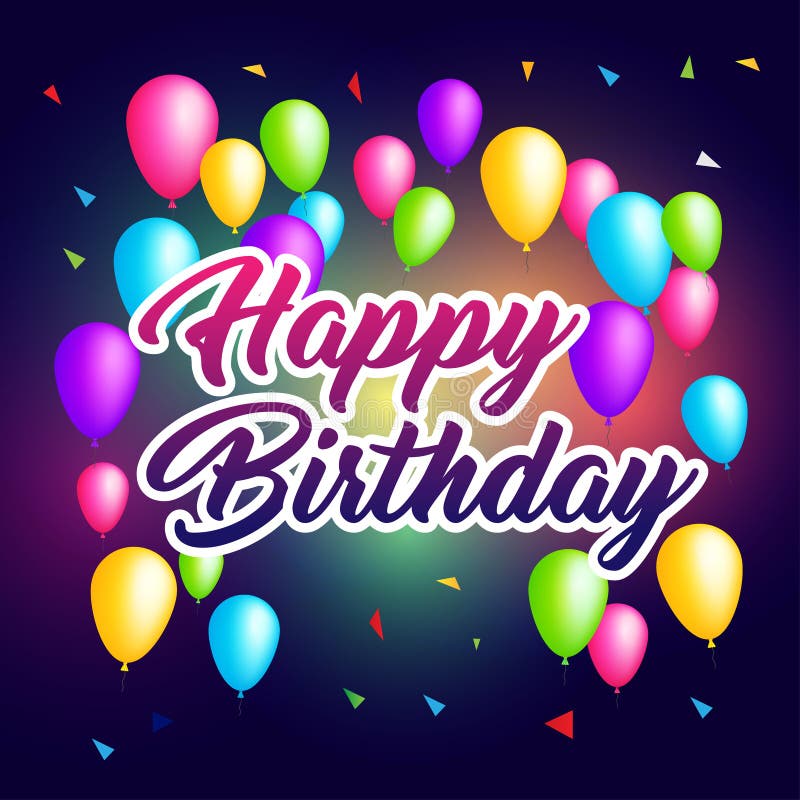 Birthday Colorful Background Template Design with Ballon and Confetti ...