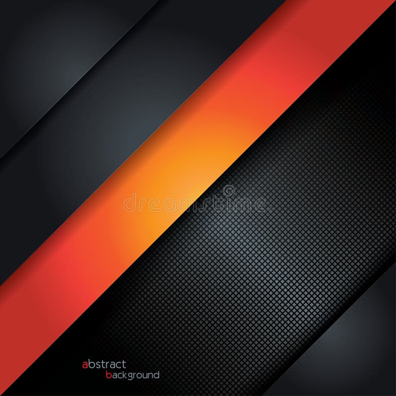 Abstract Design Black Background with Orange Layer Stock Vector ...