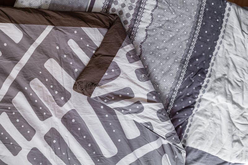 The Abstract Design of a Blanket in the Bed Textile Decor Stock Photo ...