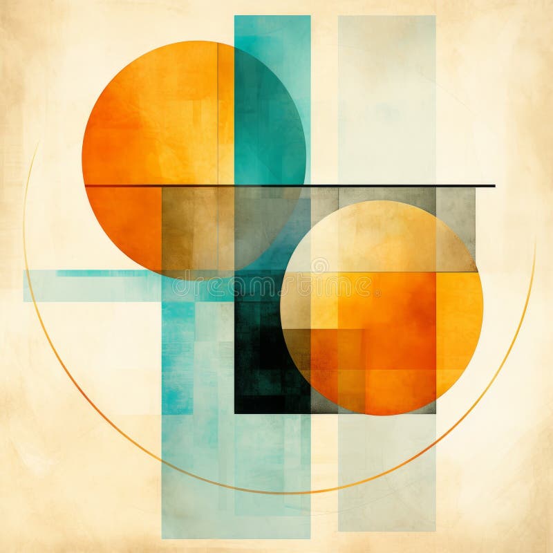 Abstract Design: Bold and Graphic Composition with Turquoise and Amber ...