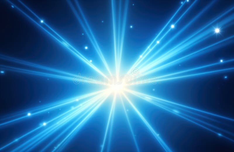 Abstract Design with Bright Blue Light Burst. Star-like Central Point ...