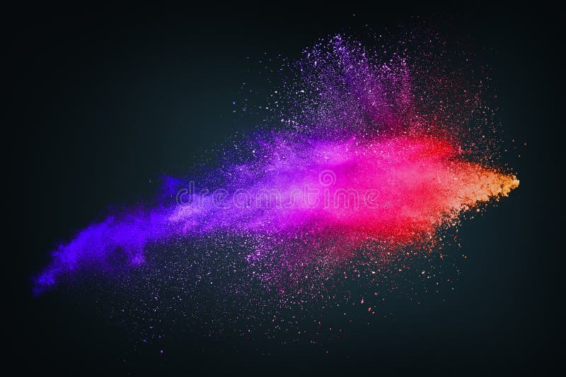 Abstract Design of Bright Colored Powder Cloud on Dark Background Stock ...
