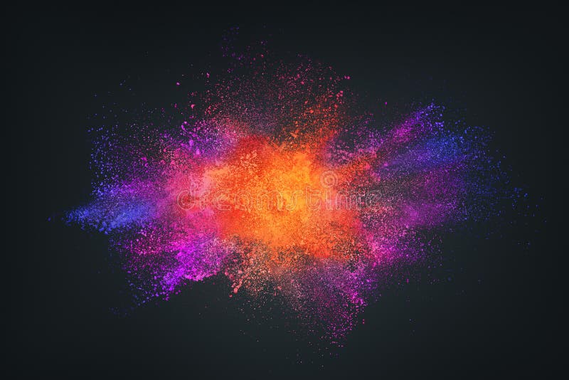 Abstract Design of Bright Colored Powder Cloud on Dark Background Stock ...