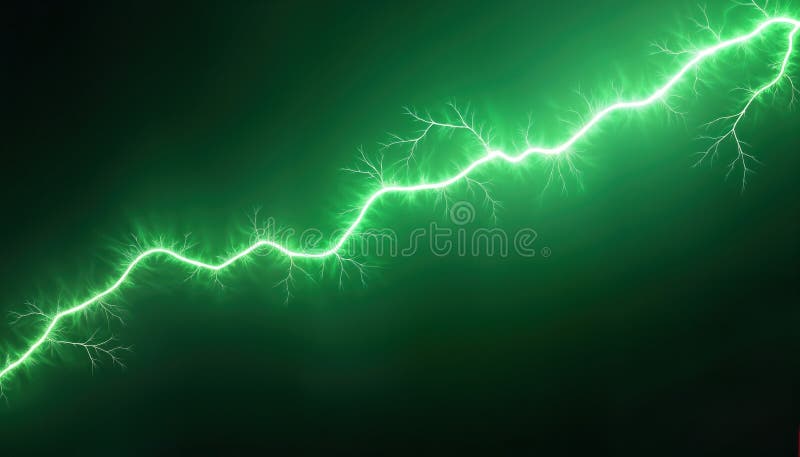 Abstract Design with Bright Green Electrical Spark Lightning. Dynamic ...