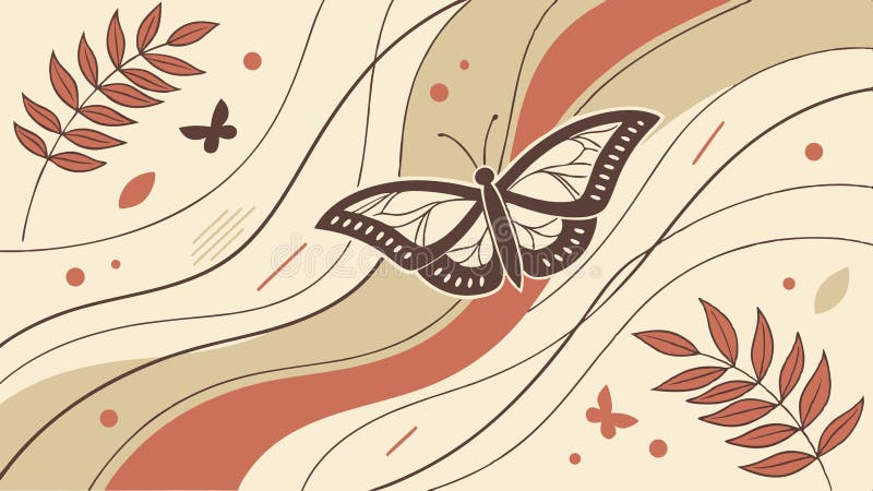 Abstract Design with Butterfly and Flowing Colored Lines Vector Design ...