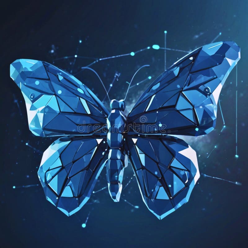 Abstract Design of Butterfly Technology Against Blue Background. Stock ...