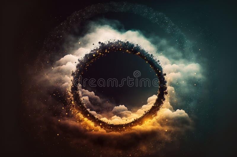 Abstract Design of Circle Shape Clouds with Dying Colorful Particles ...